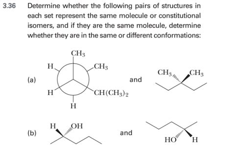 solved determine whether the following pairs of structure