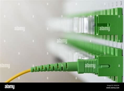Optical Distribution Panel With Connected Patch Cord Cable Stock Photo Alamy