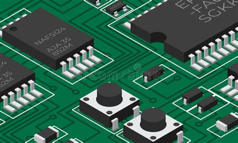Isometric Electronic Board Isometric Printed Circuit Board With