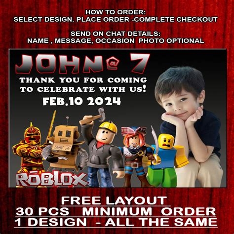 Atm Size Ref Magnet Roblox Theme Personalized Magnets Baptism Birthday Minimum Of 30 Pcs