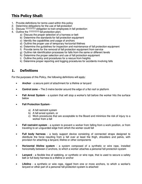 Fall Protection Procedure Sample At Terry Greene Blog