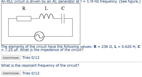 Solved An Rlc Circuit Is Driven By An Ac Generator At F