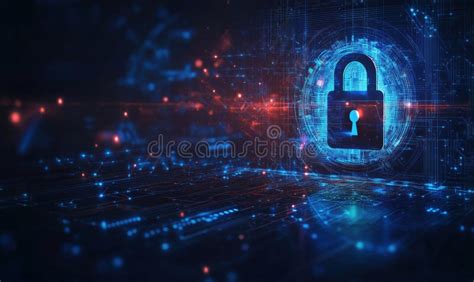 Digital Lock Symbol Representing Cybersecurity Data Protection And