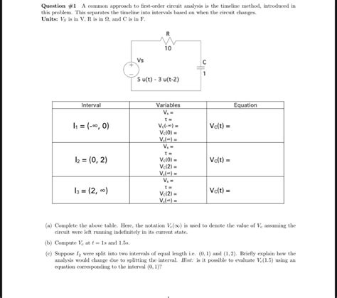 solved question 1 a common approach to first order circuit