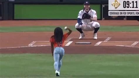 Greatest First Pitch In World Series History United States Olympic Gymnast Simone Biles Does A