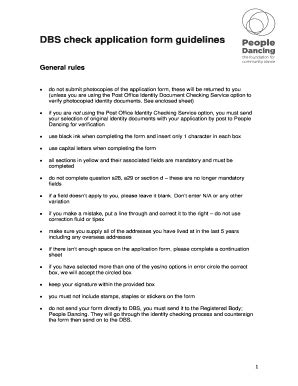 Fillable Online DBS Check Application Form Guidelines Fax Email Print PdfFiller