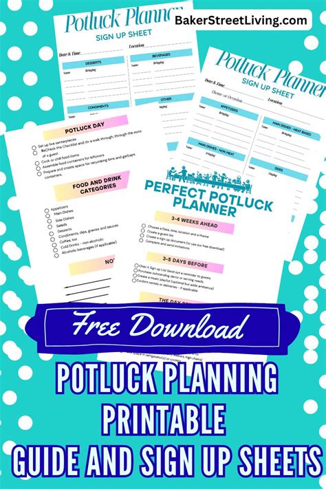 Easy Potluck Planning Guide Free Printable Guide Baker Street Living