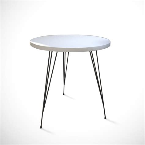 Table Basse Trépied Zinrel D44cm Métal Noir Et Bois Blanc Leroy Merlin