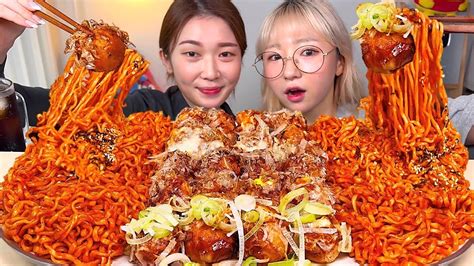 불닭볶음면🍝 타코야끼🐙 조합 먹어보기~ 먹방 Mukbang Youtube
