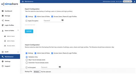 Import And Export Configuration