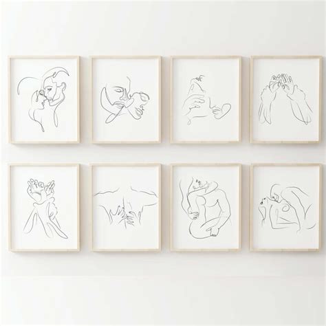 Set Of 17 Erotic Line Art Prints Sex Line Art Bundle Minimal Home Decor Black White Abstract
