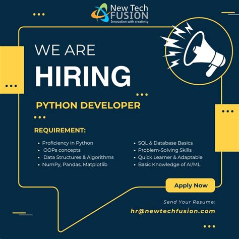 Pythonjobs Hiring Pythondeveloper Fresherjobs Jobopportunity