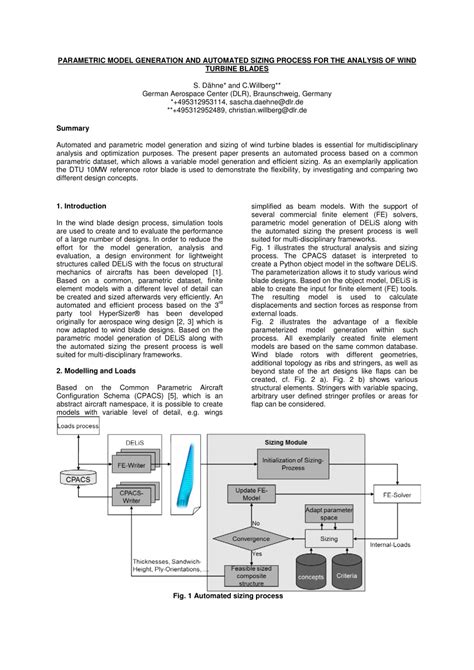 Pdf Parametric Model Generation And Automated Sizing Process For The