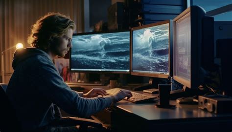 Premium Ai Image A Young Adult Programmer Working Indoors At A