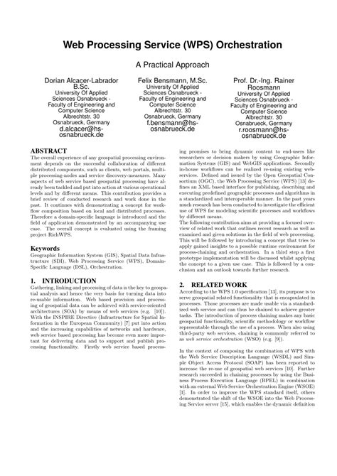 Pdf Web Processing Service Wps Orchestration A Practical Approach