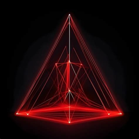 Minimalist Red Geometric Wireframe Figure On Black Background With
