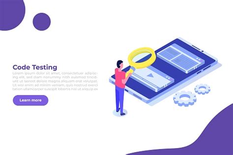 앱 테스터 소프트웨어 또는 응용 프로그램 테스트 등대 벡터 개념 개발 프로세스 디버깅 벡터 그림입니다 개발에 대한 스톡 벡터