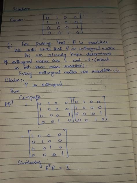 Solved Permutation Matrix A Permutation Metric Is A Square Matrix