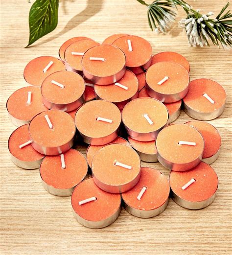 Buy Orange Scented Set Of 50 Blended Wax Orange Color Tealight Candles