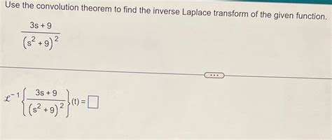 Solved Use The Convolution Theorem To Find The Inverse Chegg