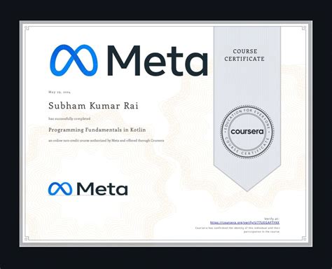 Completed Kotlin Course By Meta And Coursera Subham Rai Posted On The