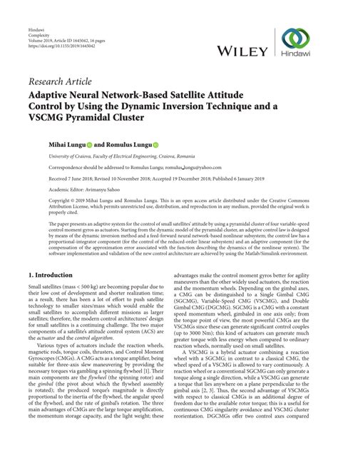 pdf adaptive neural network based satellite attitude control by using