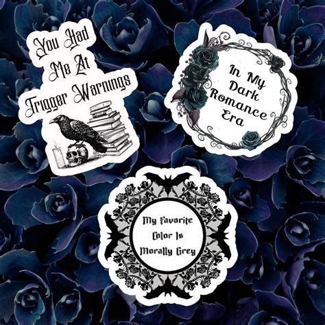 Stickers Dark Romance Bookish Gothic Style 3 Piece Sticker Pack Not A