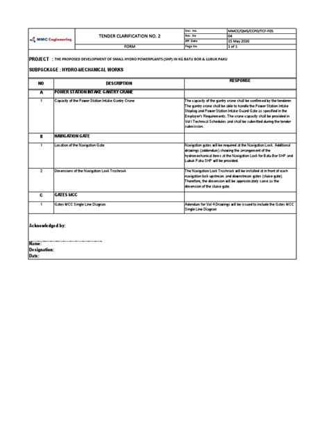 Hydro Tender Clarification No2 Pdf