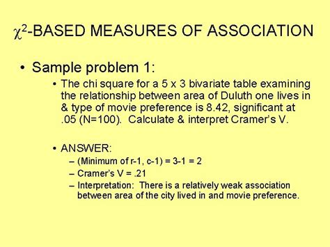 1 Nominal Measures Of Association 2 Ordinal Measure