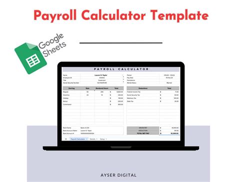 Payroll Calculator Template Employee Salary Tracker Google Sheets Payroll Spreadsheet