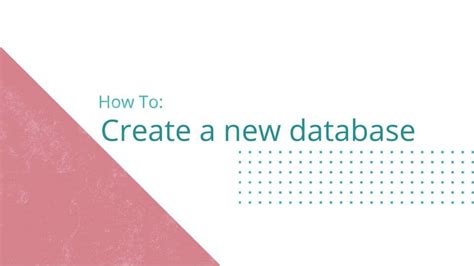 How To Create A New Database