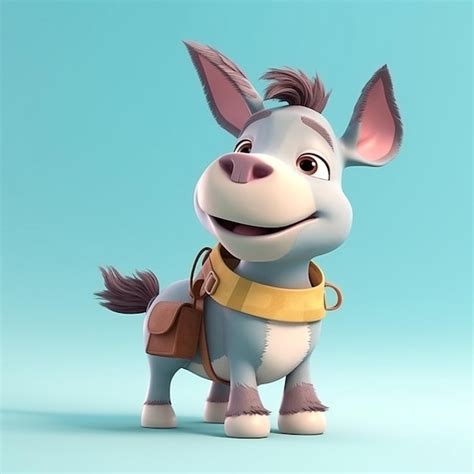 Dessin Animé âne Bébé âne âne Personnage 3d Icône âne 2d Images âne Mignon Photo Premium