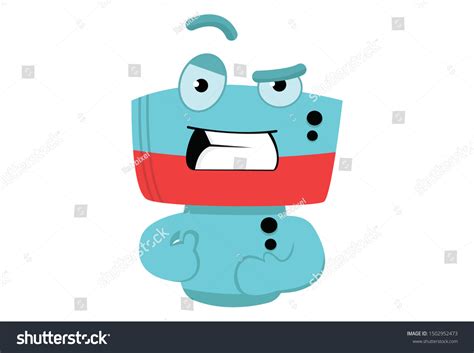 Vector Cartoon Illustration Cute Robot Angry Stock Vector Royalty Free