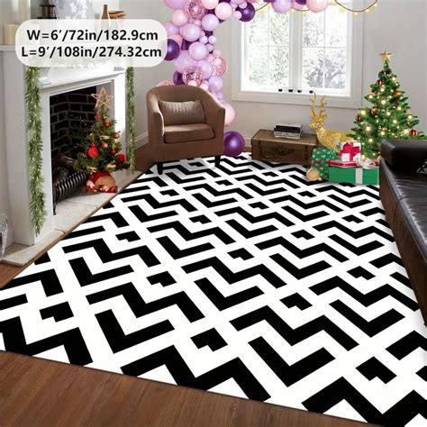 줄리다 벨벳 미끄럼 방지 카펫 800g 흑백 기하학적 패턴 거실 소파 현관 침실 실외용 직사각형 러 Temu Republic Of Korea