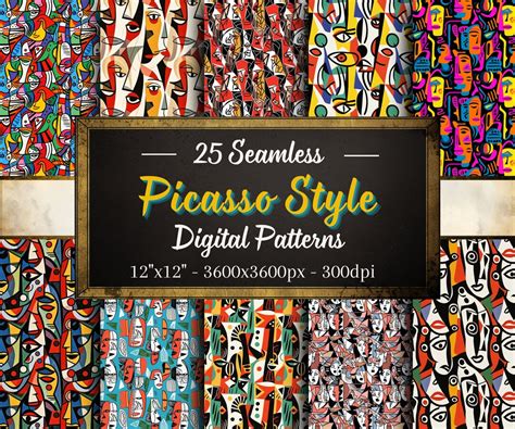 Picasso Patterns 25 Picasso Inspired Seamless Digital Papers Instant