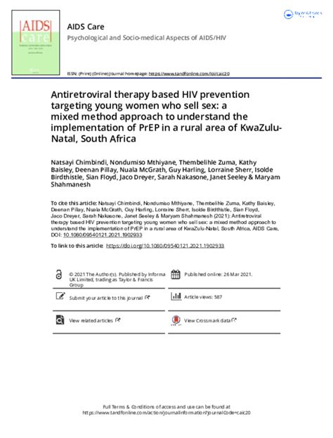 Pdf Antiretroviral Therapy Based Hiv Prevention Targeting Young Women Who Sell Sex A Mixed Pdf Antiretroviral Therapy Based Hiv Prevention Targeting Young Women Who Sell Sex A Mixed