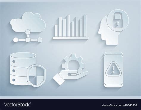 Set Hand Settings Gear Human Head With Lock Vector Image