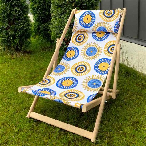 Шезлонг деревяний подсолнухи Shzl 19l030 — ціна 1525 грн у каталозі Меблі для дачі Купити