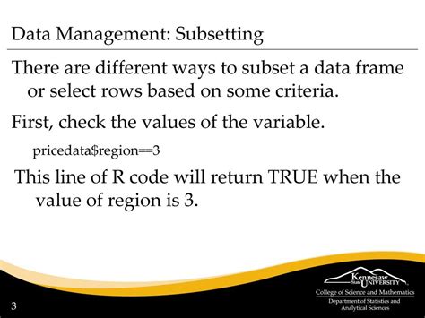 DATA MANAGEMENT MODULE Subsetting And Formatting Ppt Download