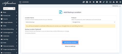 Add Backup Location Google Drive