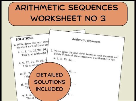 Arithmetic Sequences Worksheets With Solutions Teaching Resources