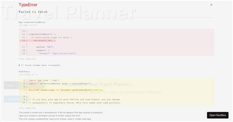 Travel Planner React App Codesandbox
