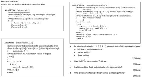 Solved QUESTION Marks Consider Quick Sort Algorithm Chegg