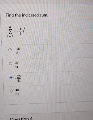 Solved Find The Indicated Sum I I Chegg