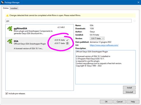 Installing Gsa Grasshopper Plugin Oasys Gsa Documentation