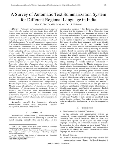 pdf a survey of automatic text summarization system for different