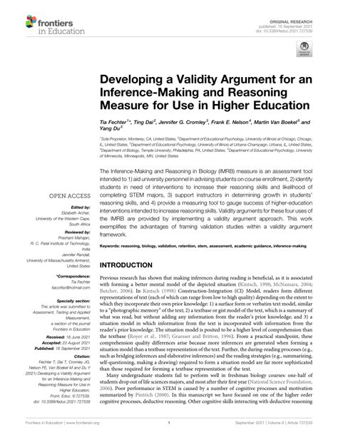 pdf developing a validity argument for an inference making and