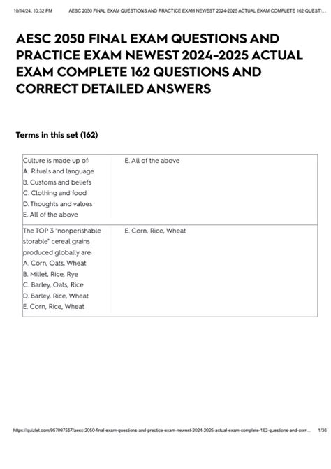 Aesc 2050 Final Exam Questions And Practice Exam Newest Actual Exam Complete 162 Questions And