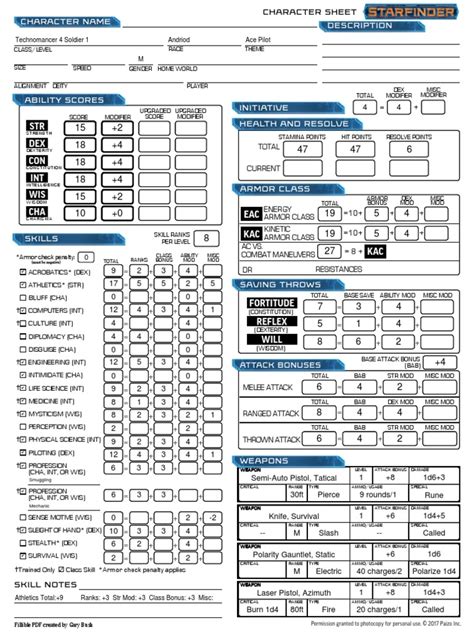 Starfinder Android Technomancer Lvl 5 Pdf Military Technology