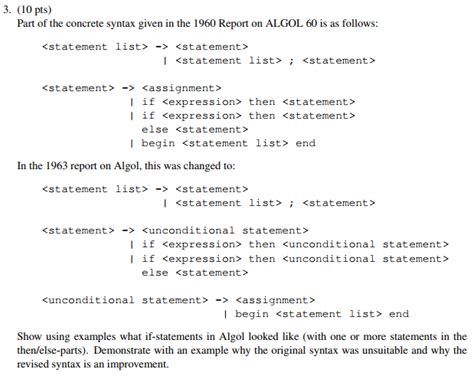 Solved 3 10 Pts Part Of The Concrete Syntax Given In The